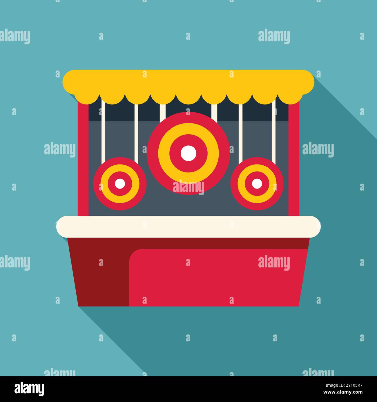 Shooting gallery game with hanging targets at amusement park or ...