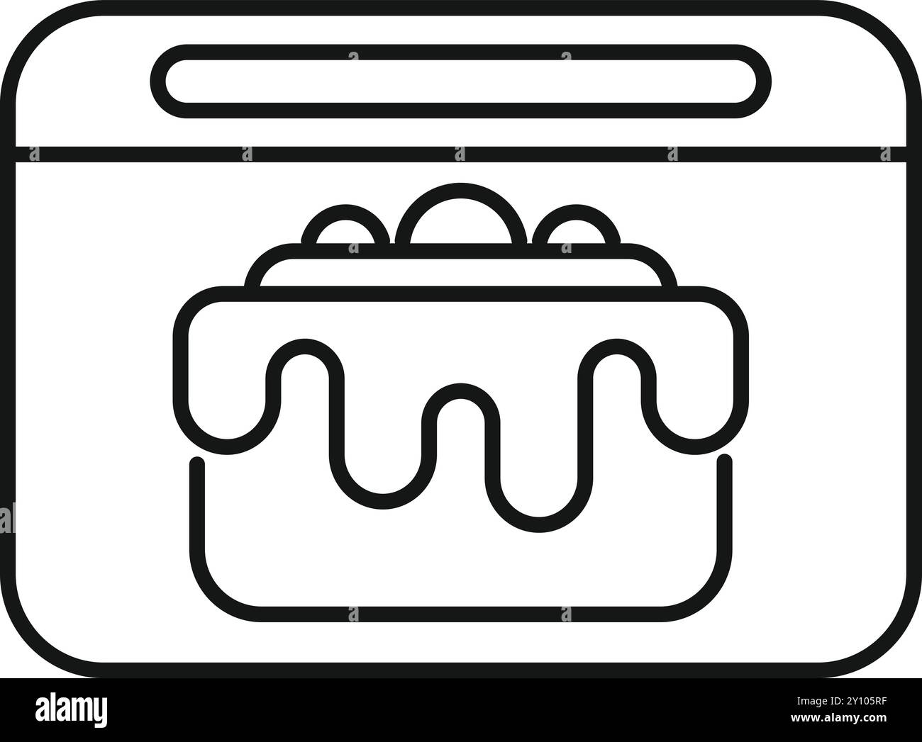 Simple line drawing of a website homepage with a cake baking in the ...