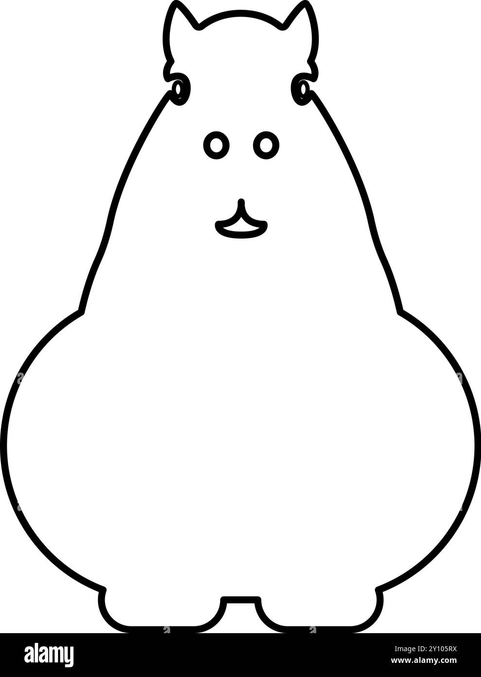 Capybara contour outline line icon black color vector illustration ...