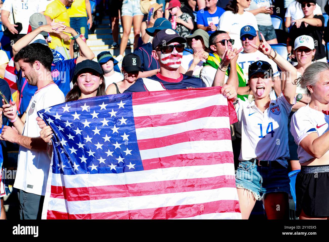 PARIS, FRANCE - AUGUST 10: USA fans during the Paris Olympics 2024 ...