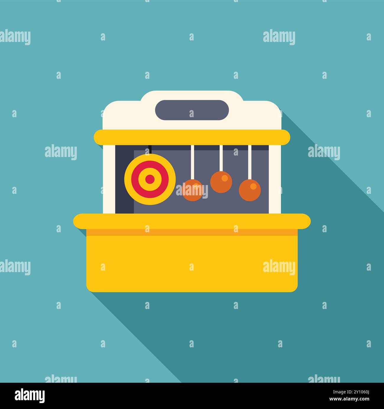 Shooting range game booth with hanging balls and target for winning ...