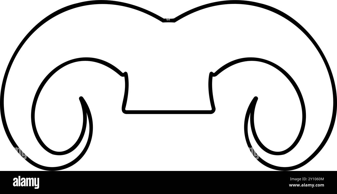 Ram horns farm animal concept contour outline line icon black color ...