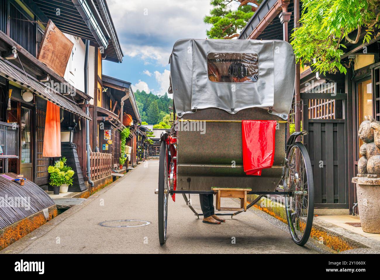 Takayama, Japan at the historic Sannomachi Street in the old town with ...