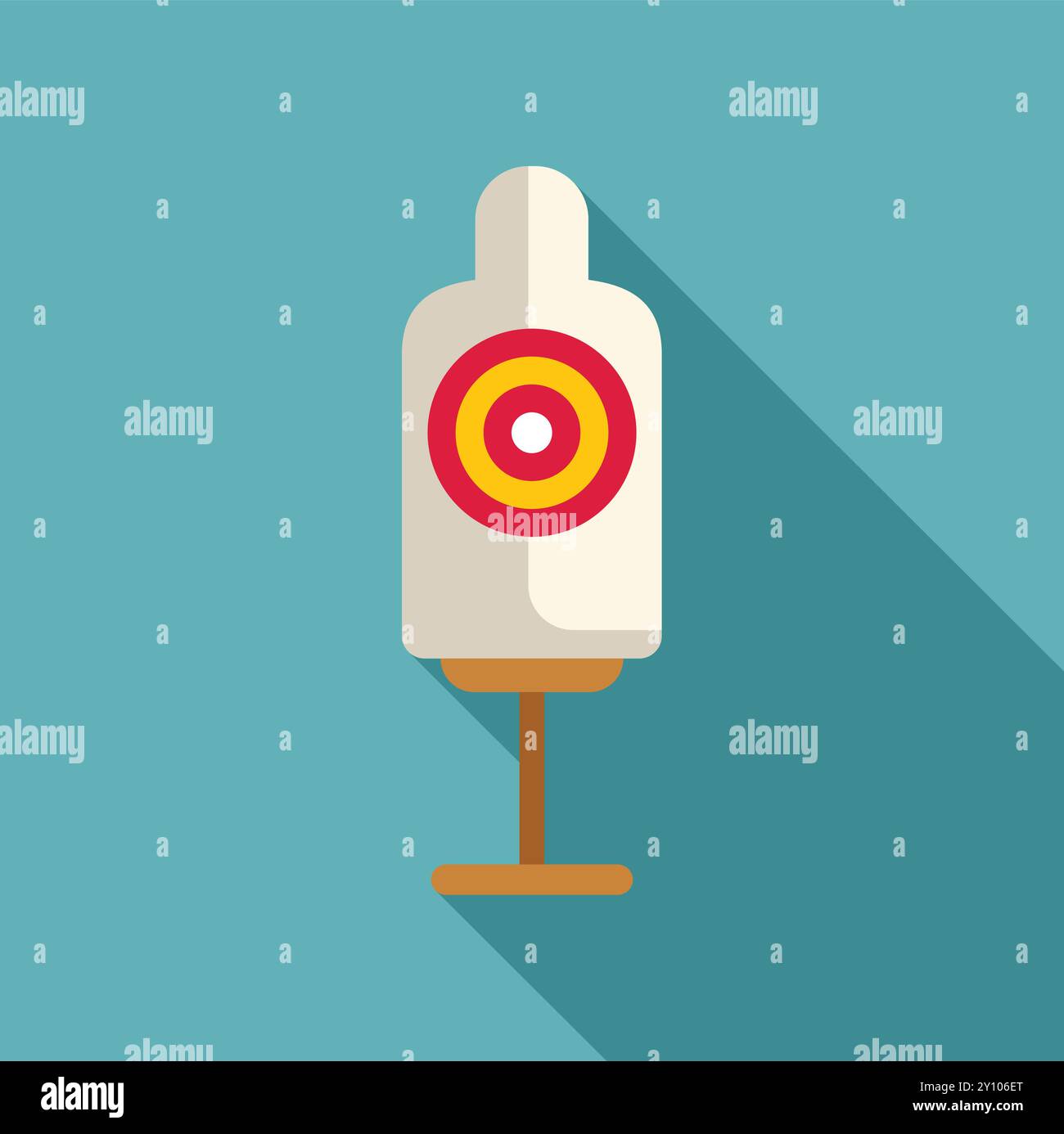 Shooting target standing on wooden tripod with concentric circles ...