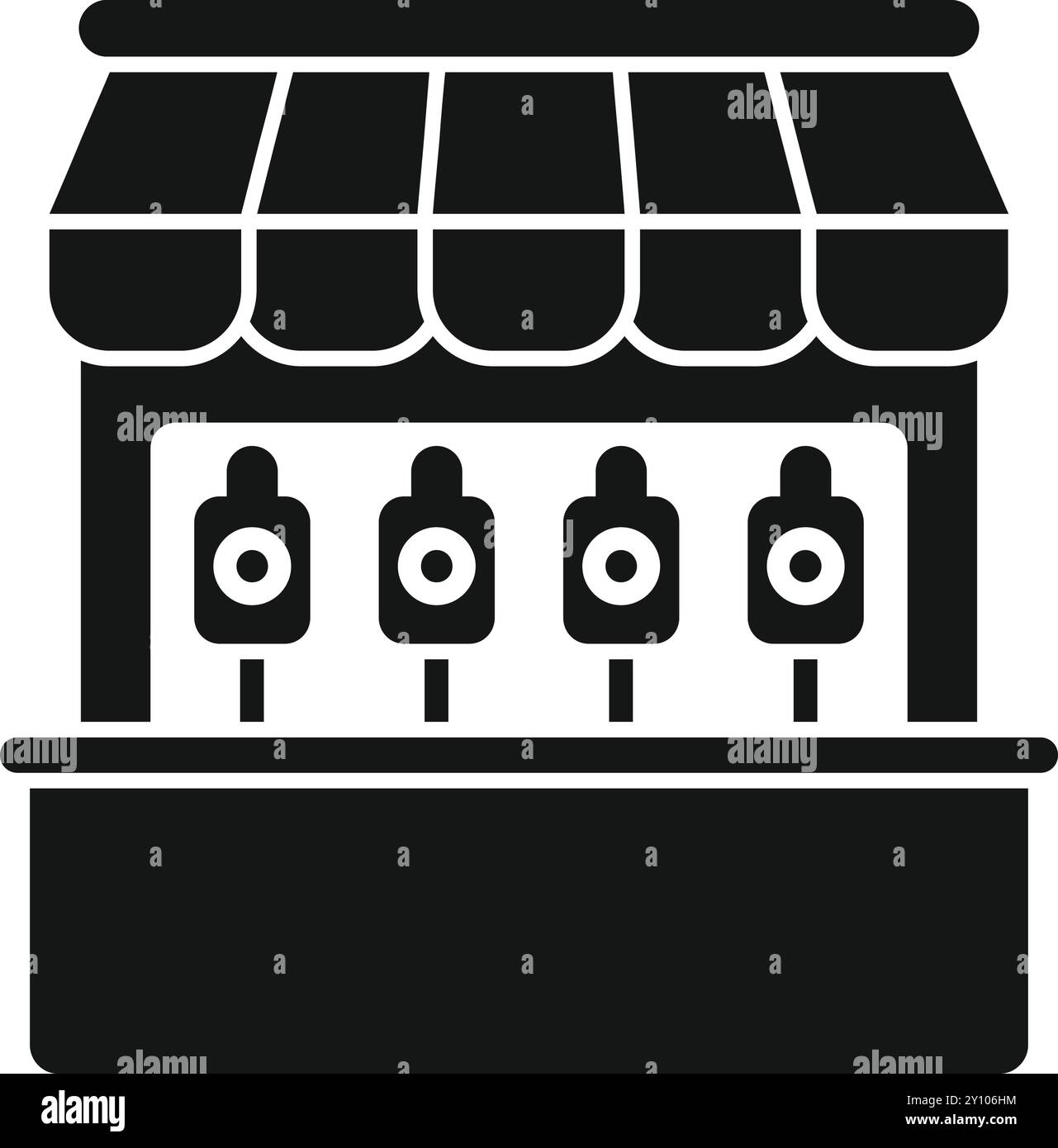 Simple vector icon of a shooting range booth with targets for ...