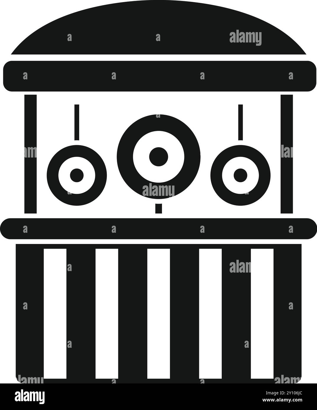 Simple icon representing a shooting range tent with targets, for aiming ...