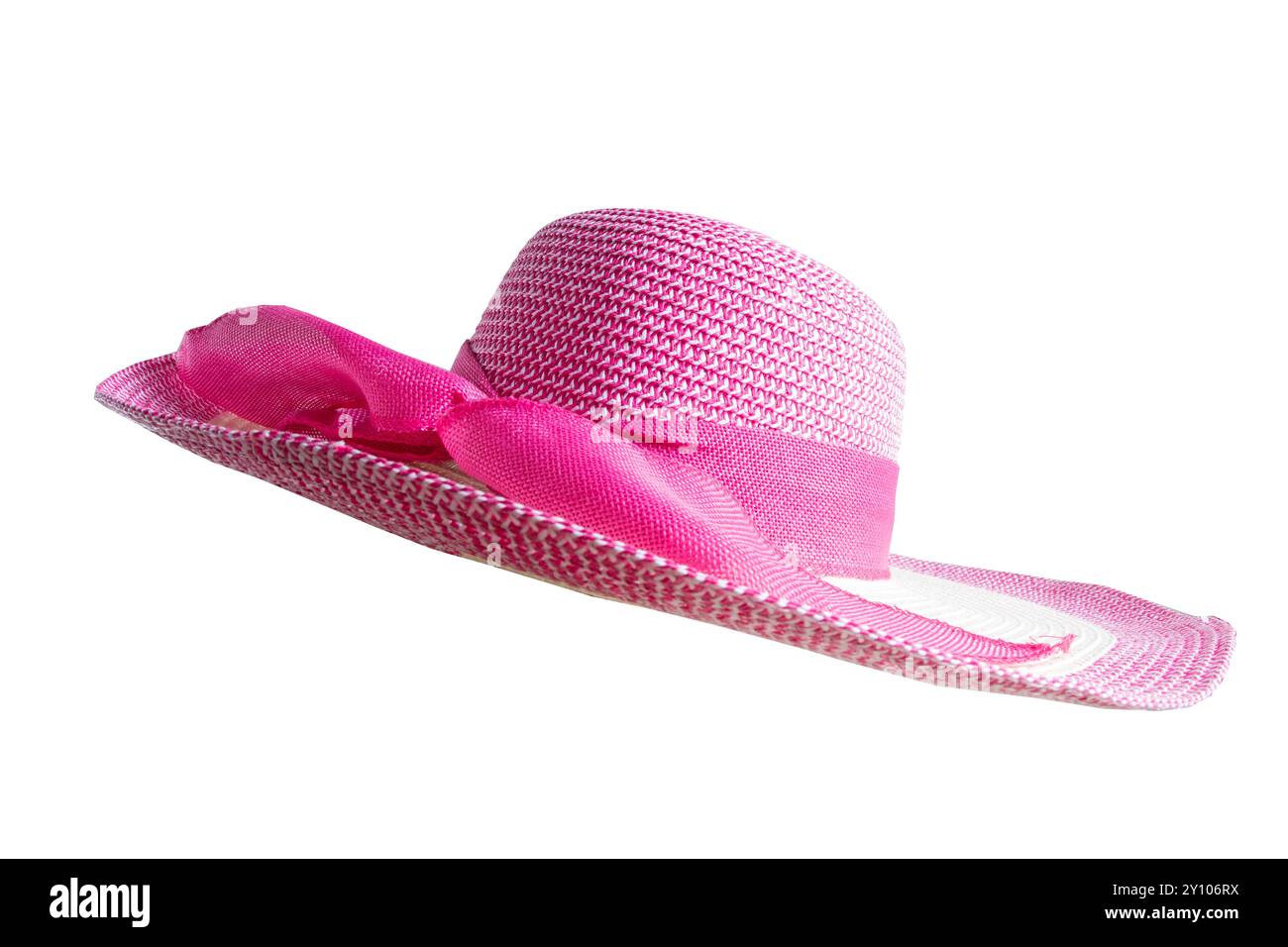 pink straw hat clipping path, beach hat for sun protection, hat mockup ...