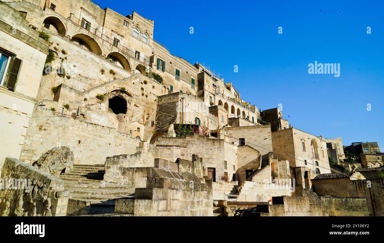 Vicoli e monumenti della città di Matera, Basilicata, Italia Stock ...