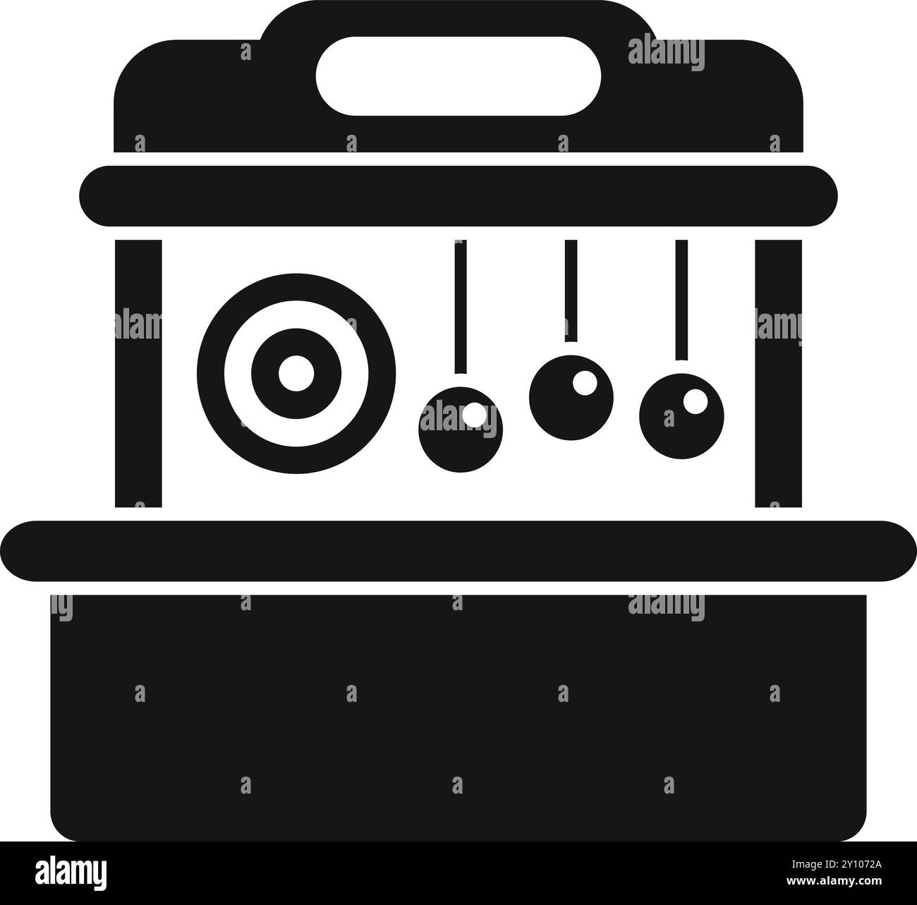 Newtons cradle device demonstrates conservation Black and White Stock ...