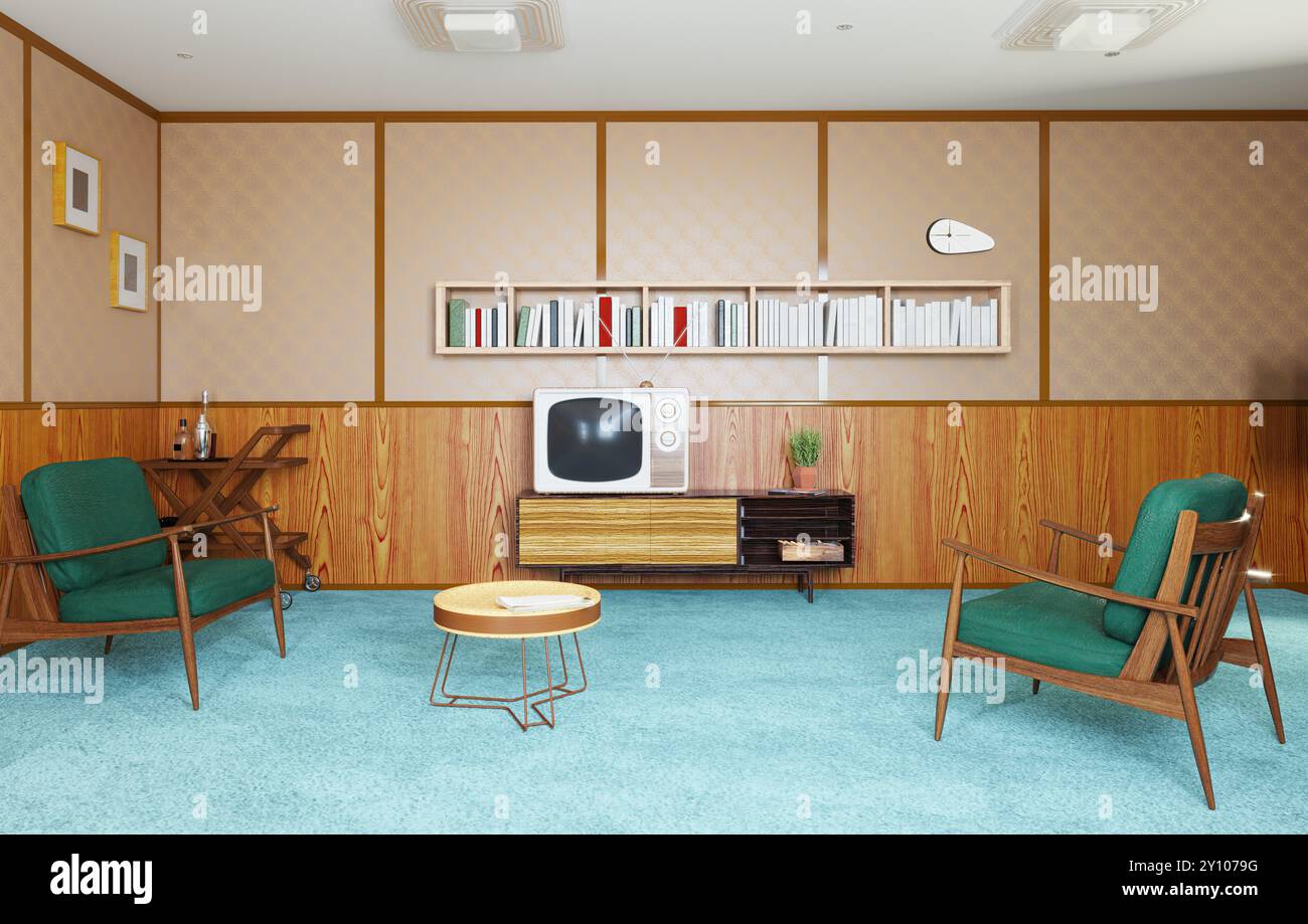 1960s room with wallpaper hi-res stock photography and images - Alamy
