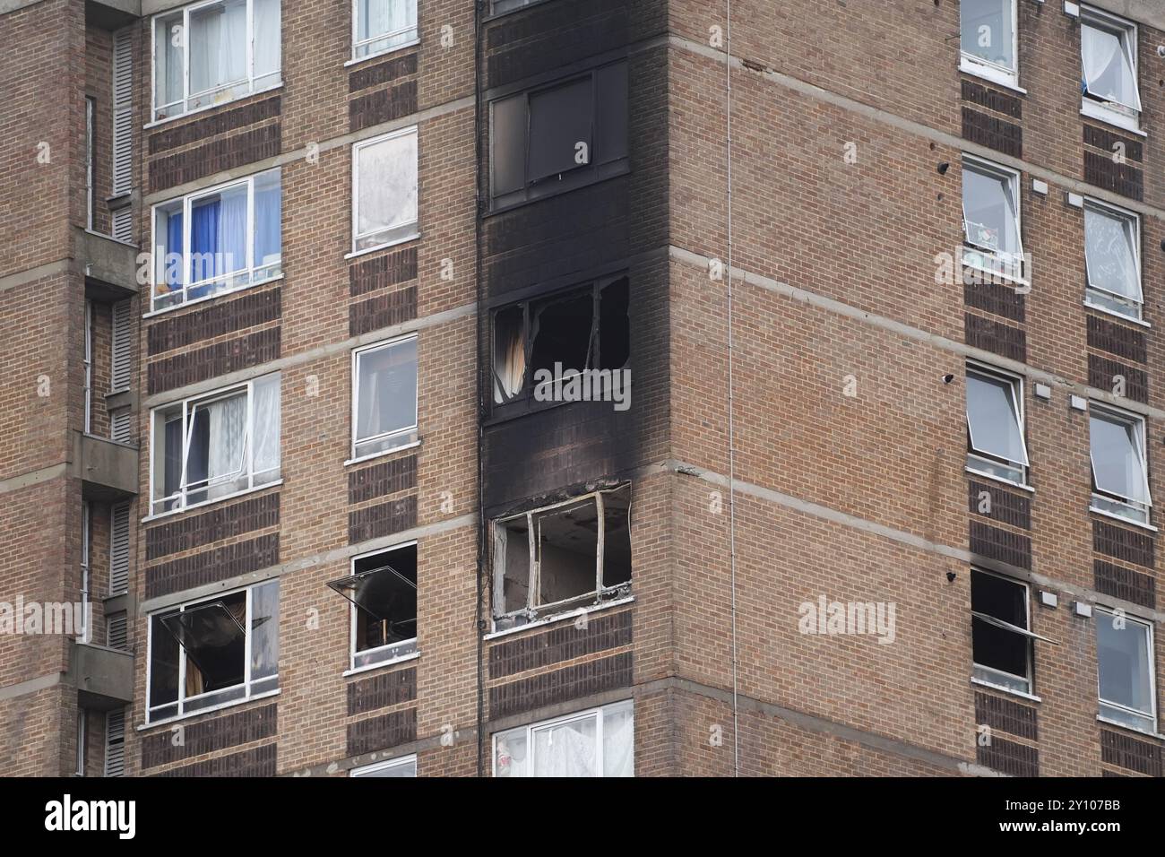 The scene following a fire in a tower block in Catford, south-east ...