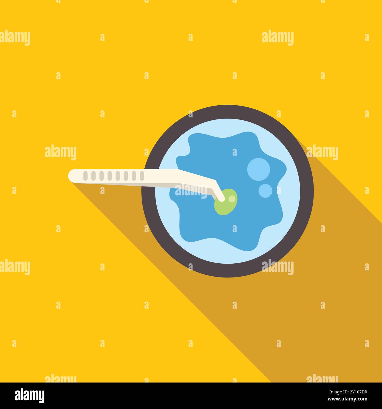 Laboratory tool taking sample from petri dish for analysis on yellow ...