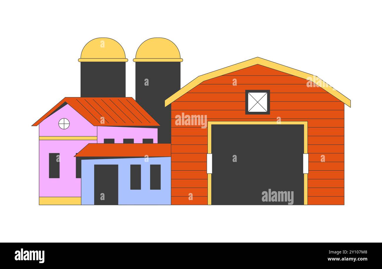 Farm buildings 2D cartoon object Stock Vector Image & Art - Alamy