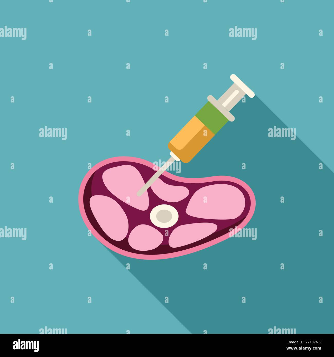 Minimalistic illustration representing a syringe injecting hormones or ...