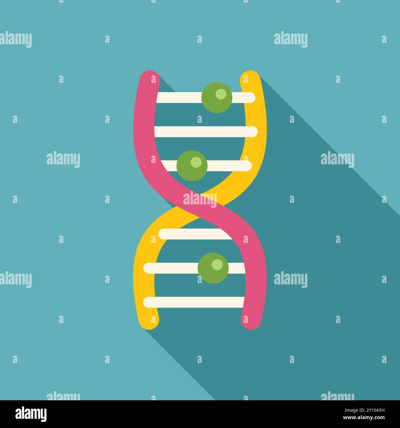 Colorful dna double helix structure is depicted against a vibrant teal ...