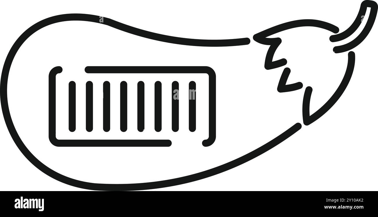 Line drawing of an eggplant with a barcode, representing the concept of ...