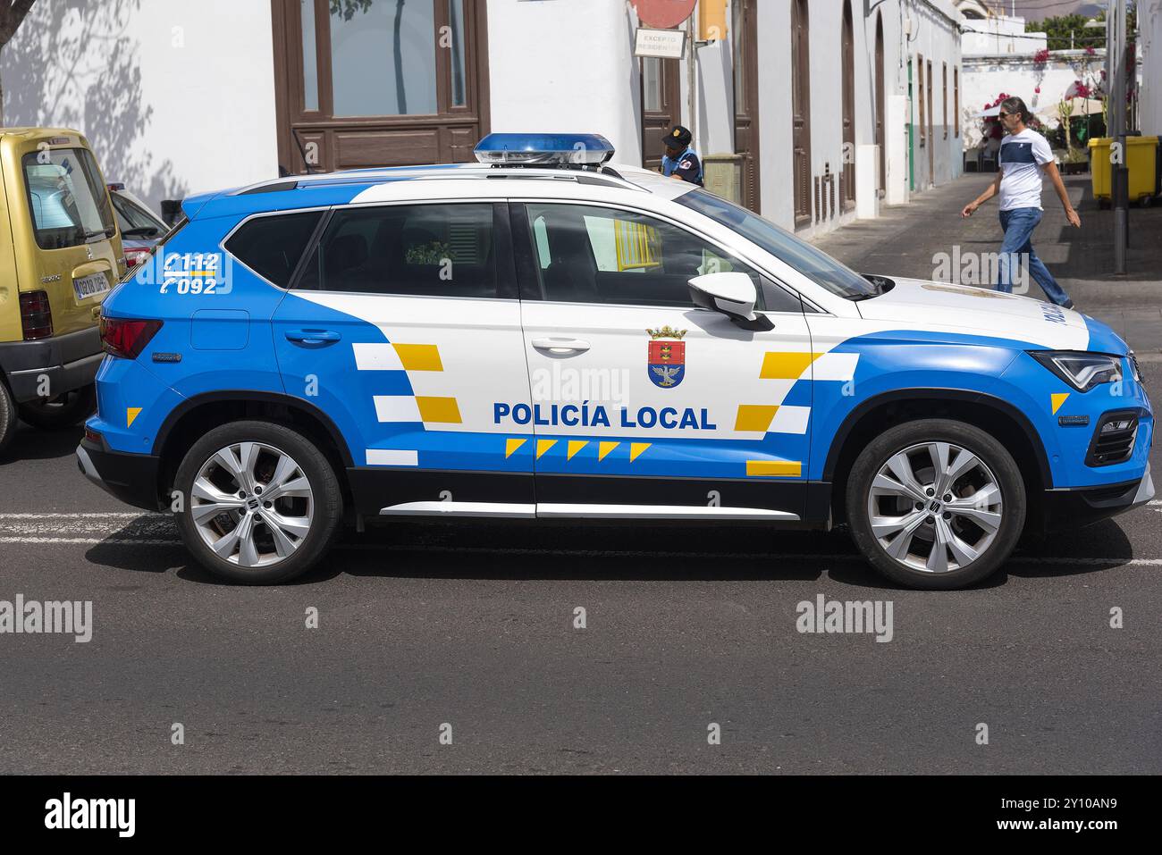 Spain Lanzarote, Areccife, Canary Islands: Local Police car Stock Photo ...