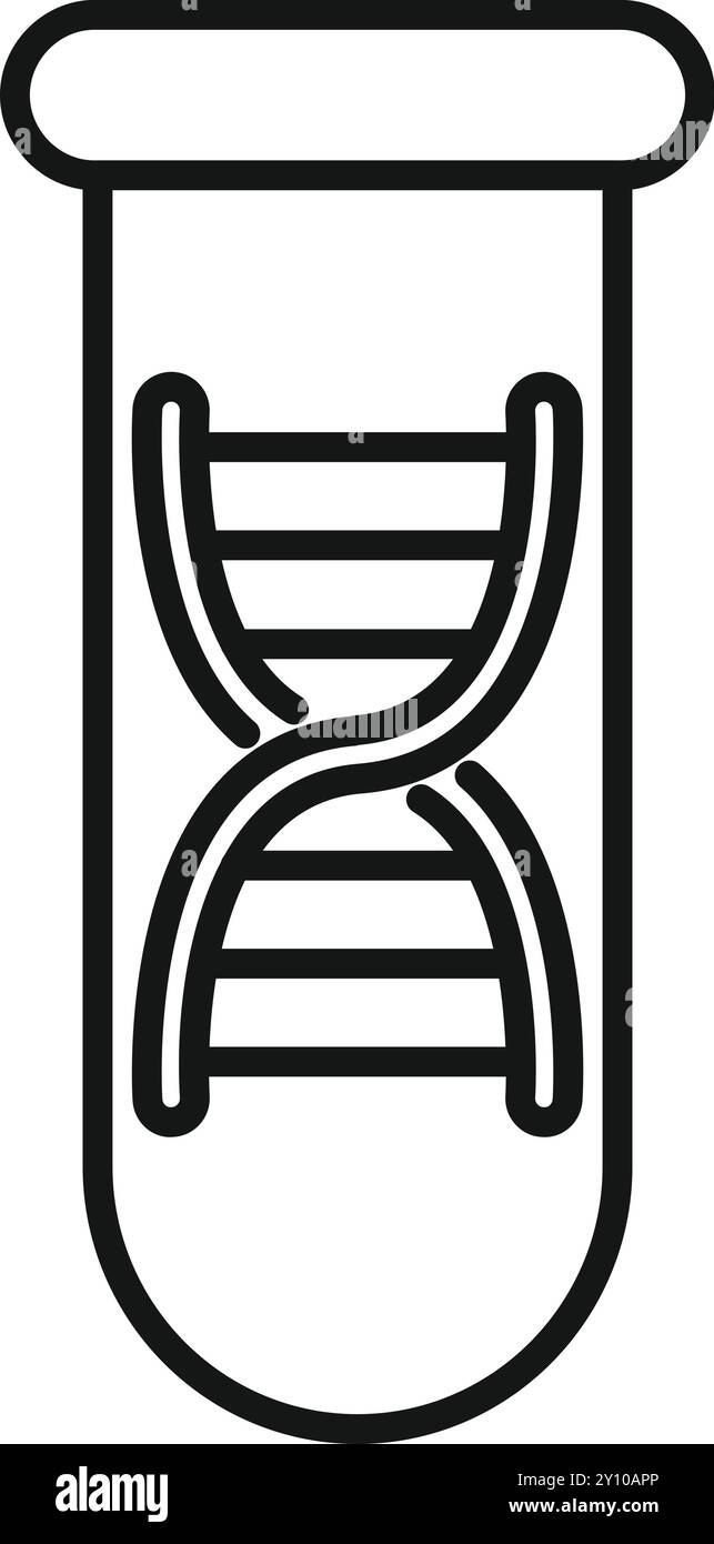 Line art icon of a test tube containing a dna double helix ...
