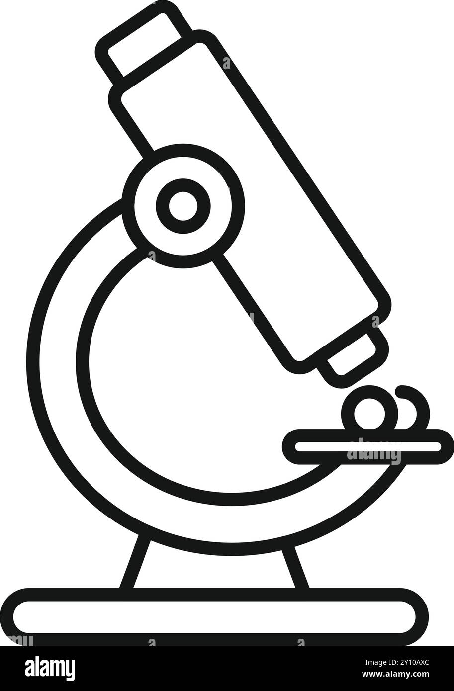 Line art icon of a microscope analyzing samples on a laboratory slide ...