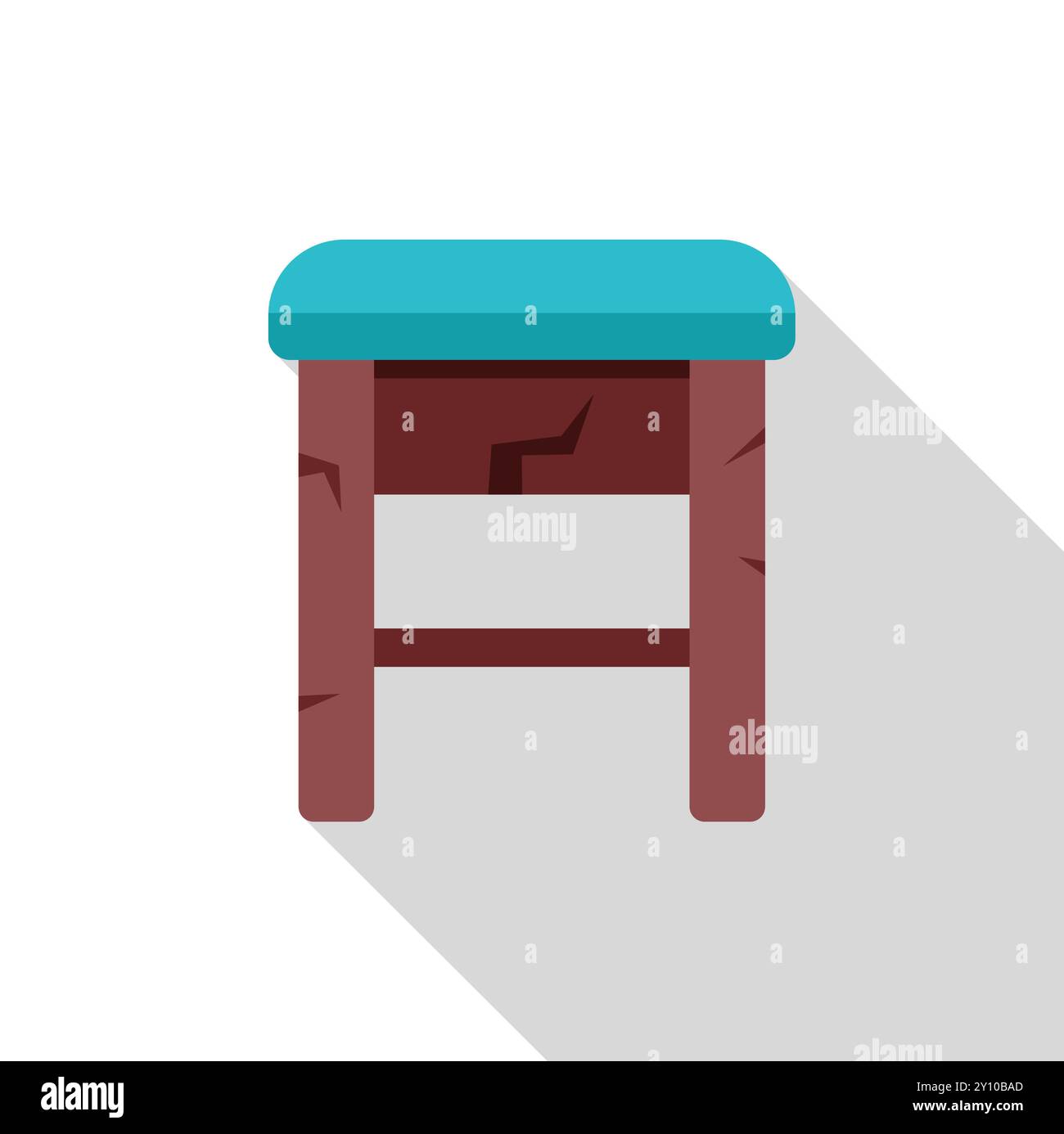 Simple vector illustration of an old broken wooden stool with turquoise ...