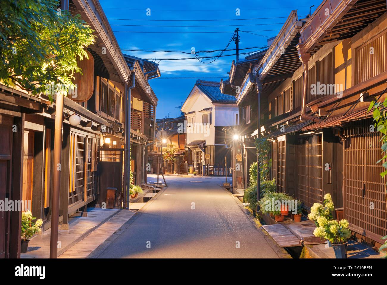 Takayama, Japan at the historic Sannomachi Street in the old town at ...