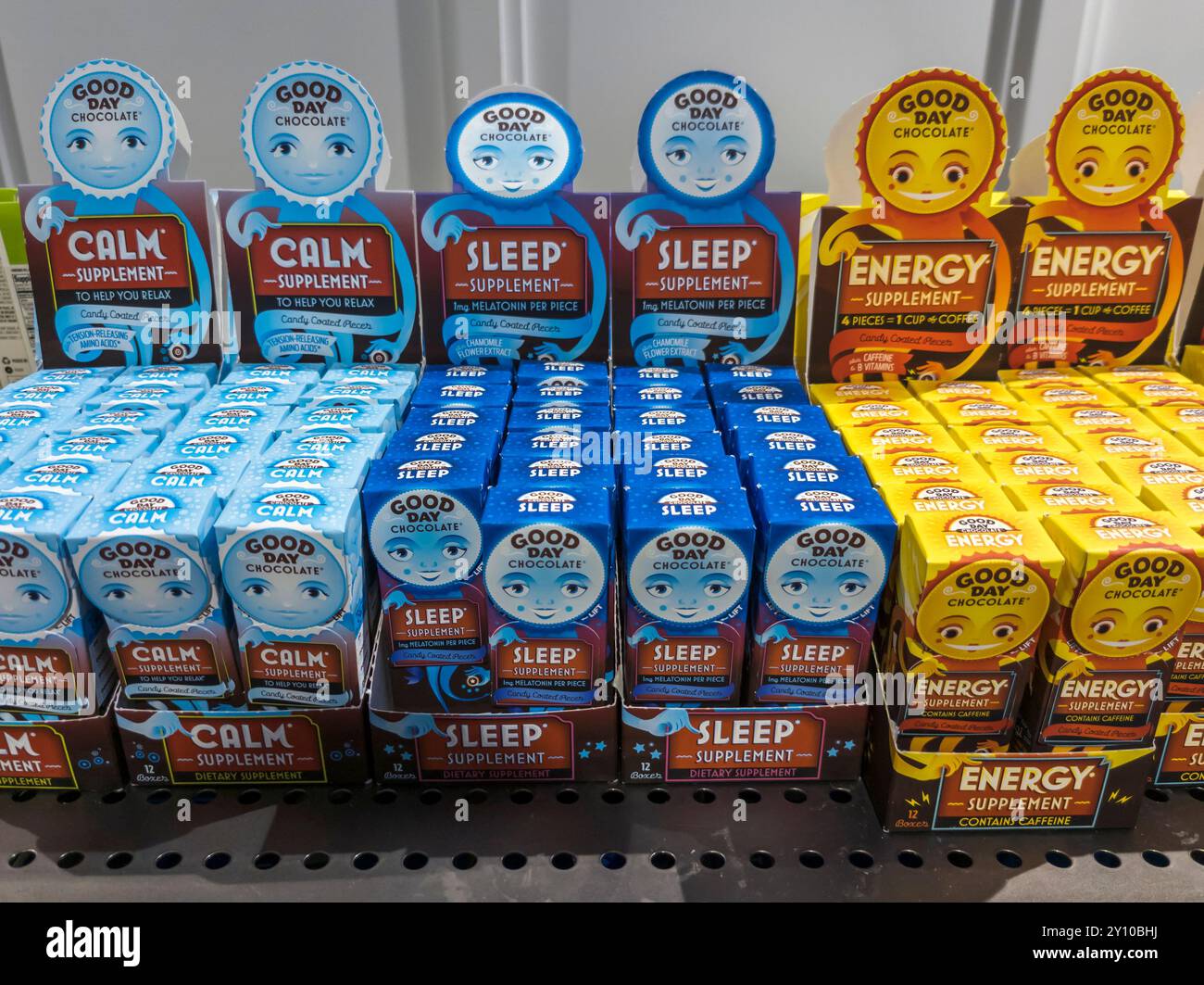 A selection of Good Day Chocolate brand dietary supplements in a ...
