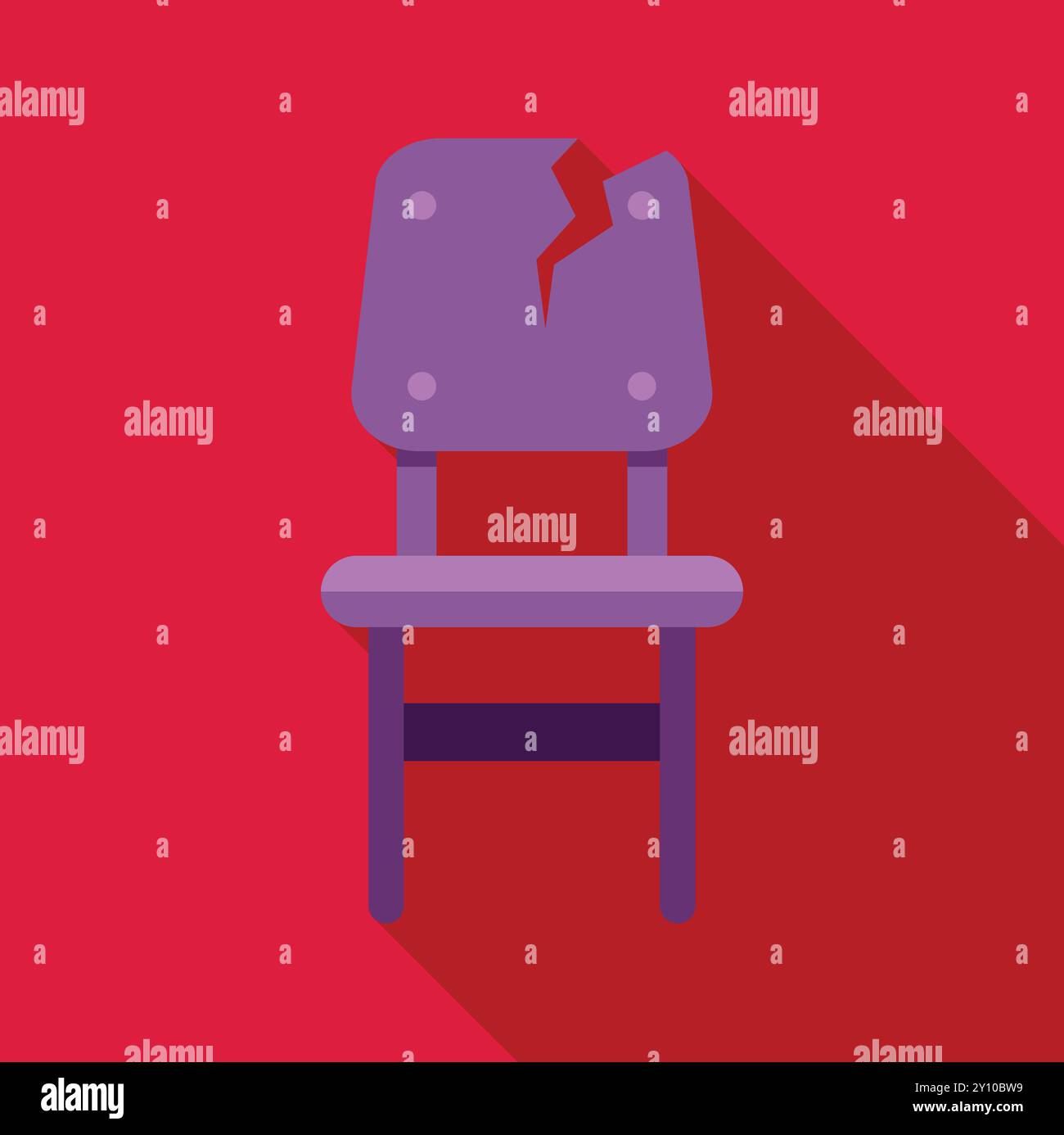 Broken chair is casting a long shadow on a red background Stock Vector ...
