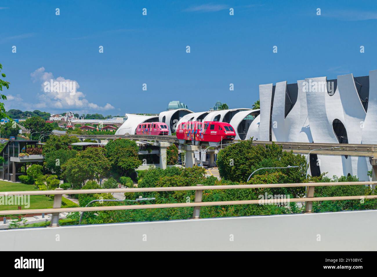 Singapore - Jun 13 2024: The Singapore Mass Rapid Train MRT runs on a ...