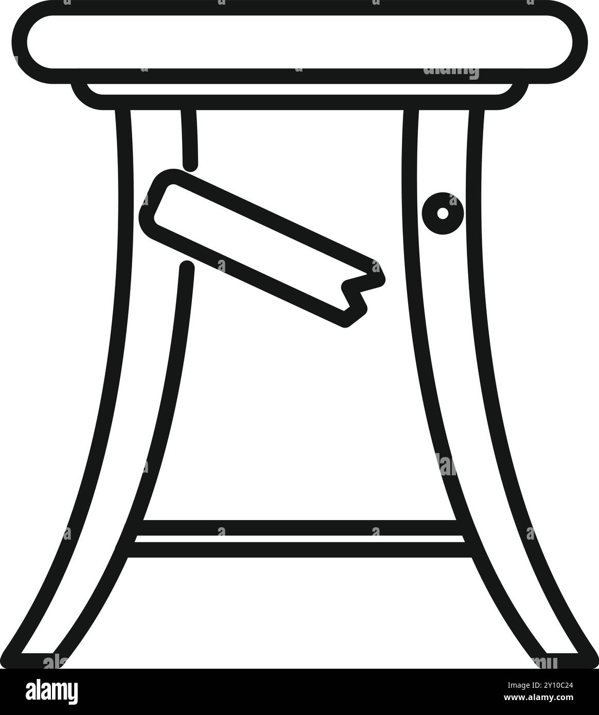 Simple outline icon of a broken wooden stool being held together by an adhesive bandage Stock ...