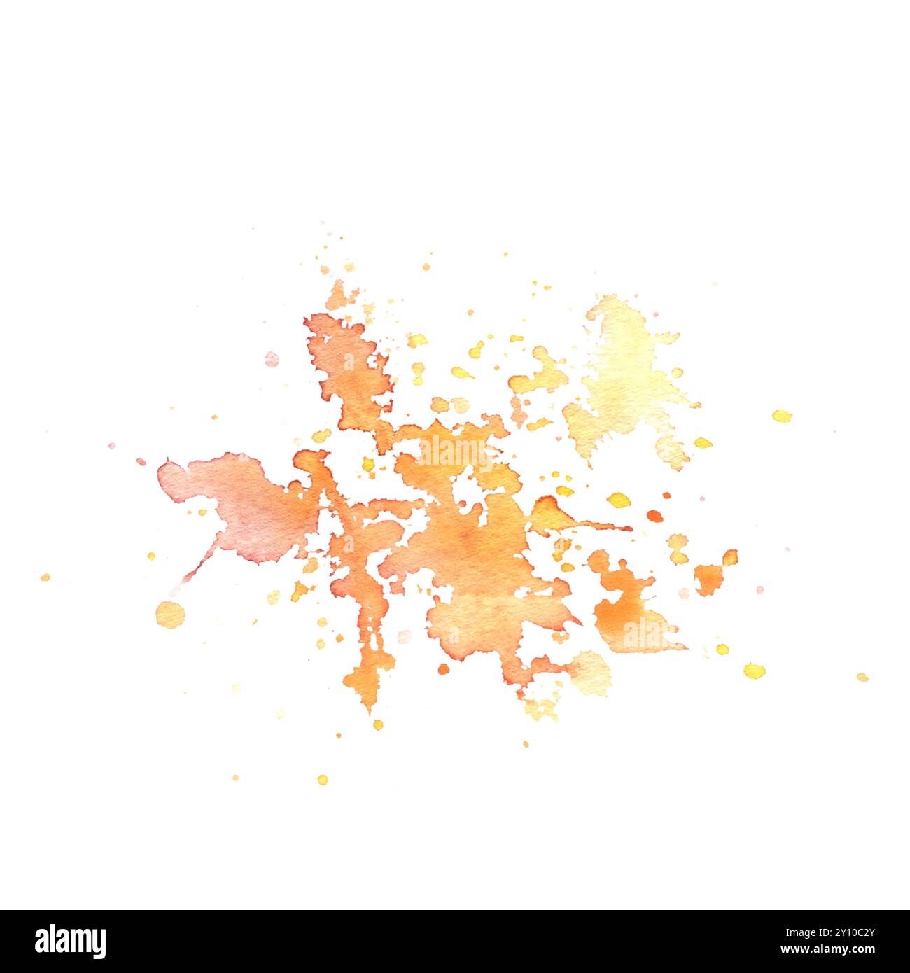 Watercolor paint spots and splashes, chaotic, beautiful, dynamic yellow ...