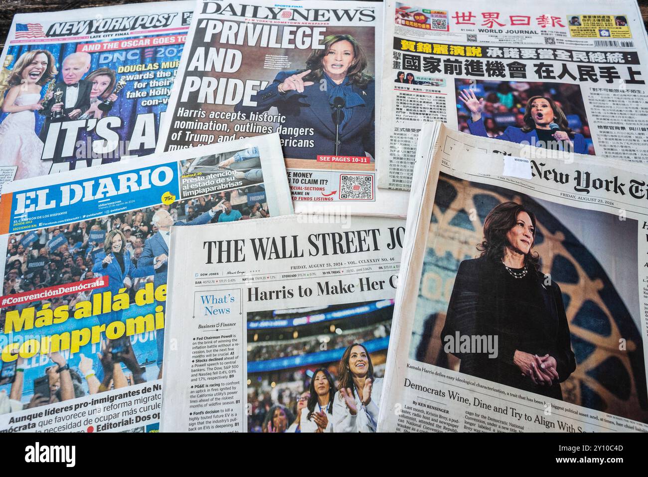 Headlines of New York newspapers on Friday, August 23, 2024 report on ...