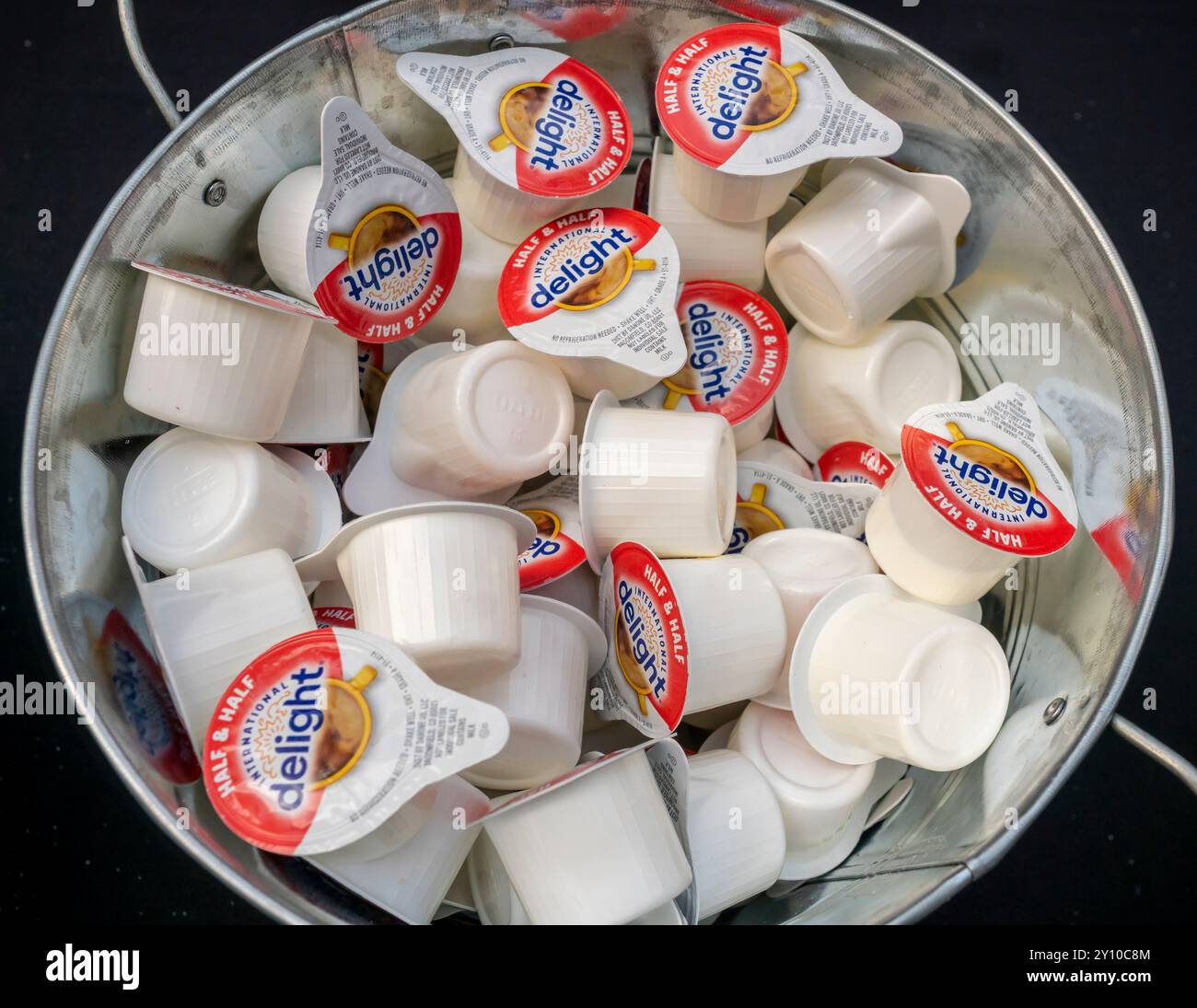 Pods of International Delight creamer at a cafe in New York on ...