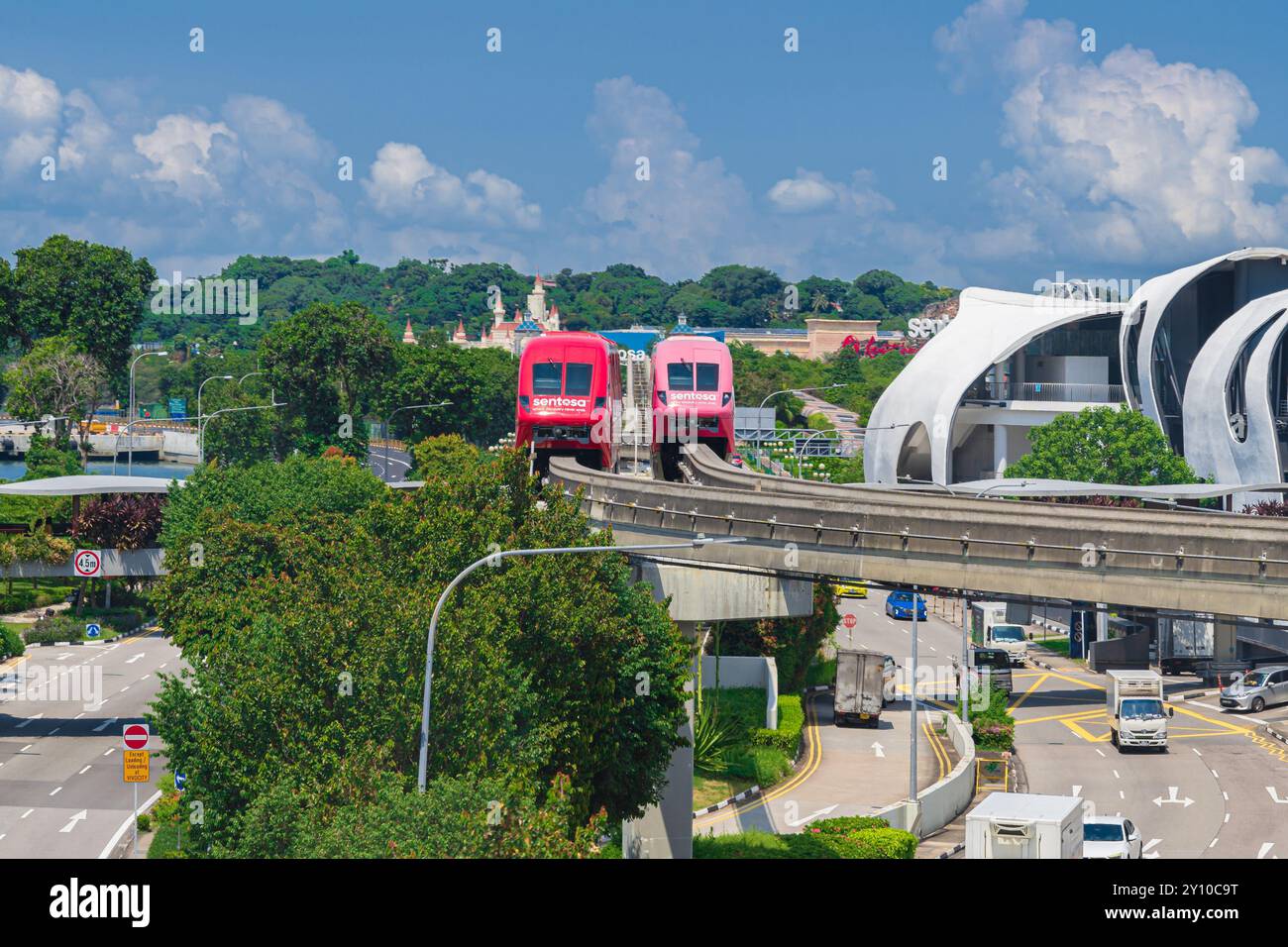 Singapore - Jun 13 2024: The Singapore Mass Rapid Train MRT runs on a ...