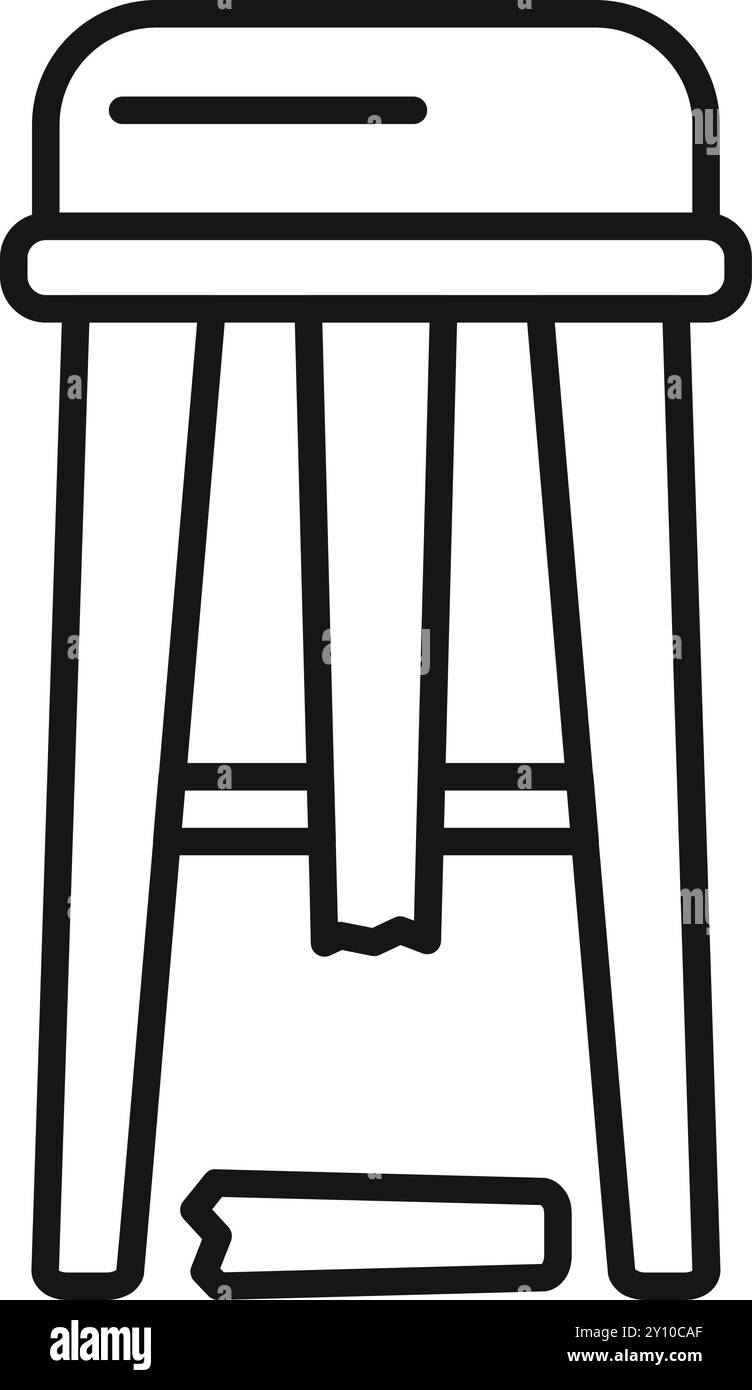 Simple vector illustration of a broken wooden stool with a missing leg ...