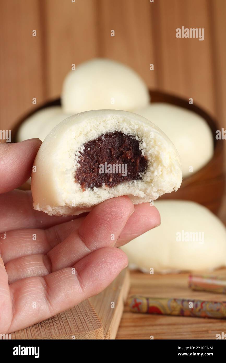 Japanese sweets filled with sweet azuki beans steamed Stock Photo - Alamy