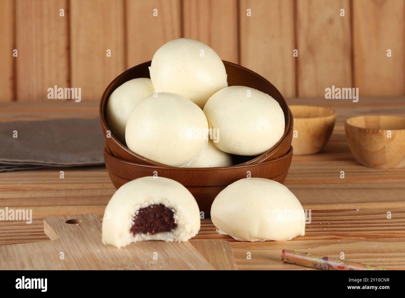 Japanese sweets filled with sweet azuki beans steamed Stock Photo - Alamy