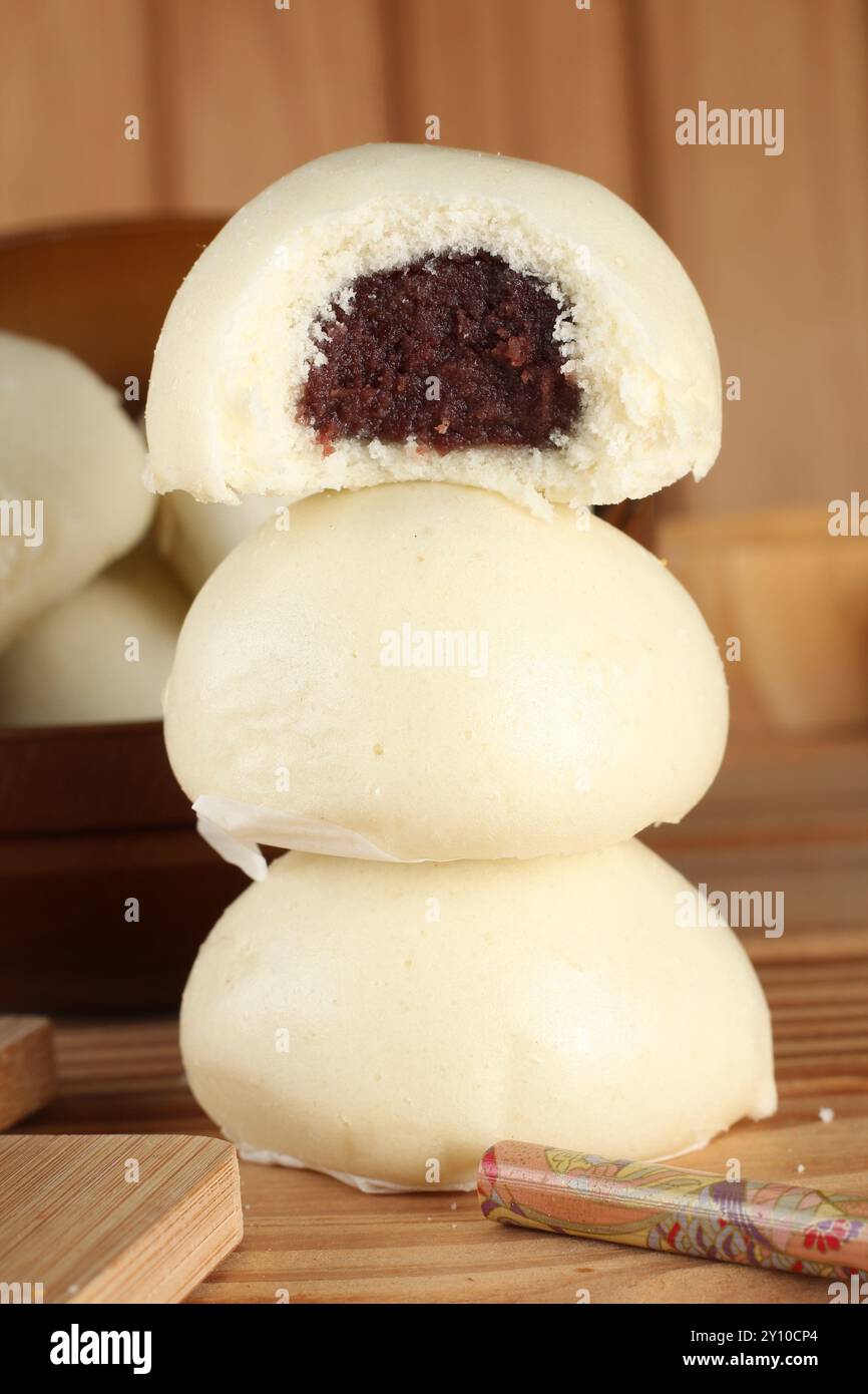 Japanese sweets filled with sweet azuki beans steamed Stock Photo - Alamy