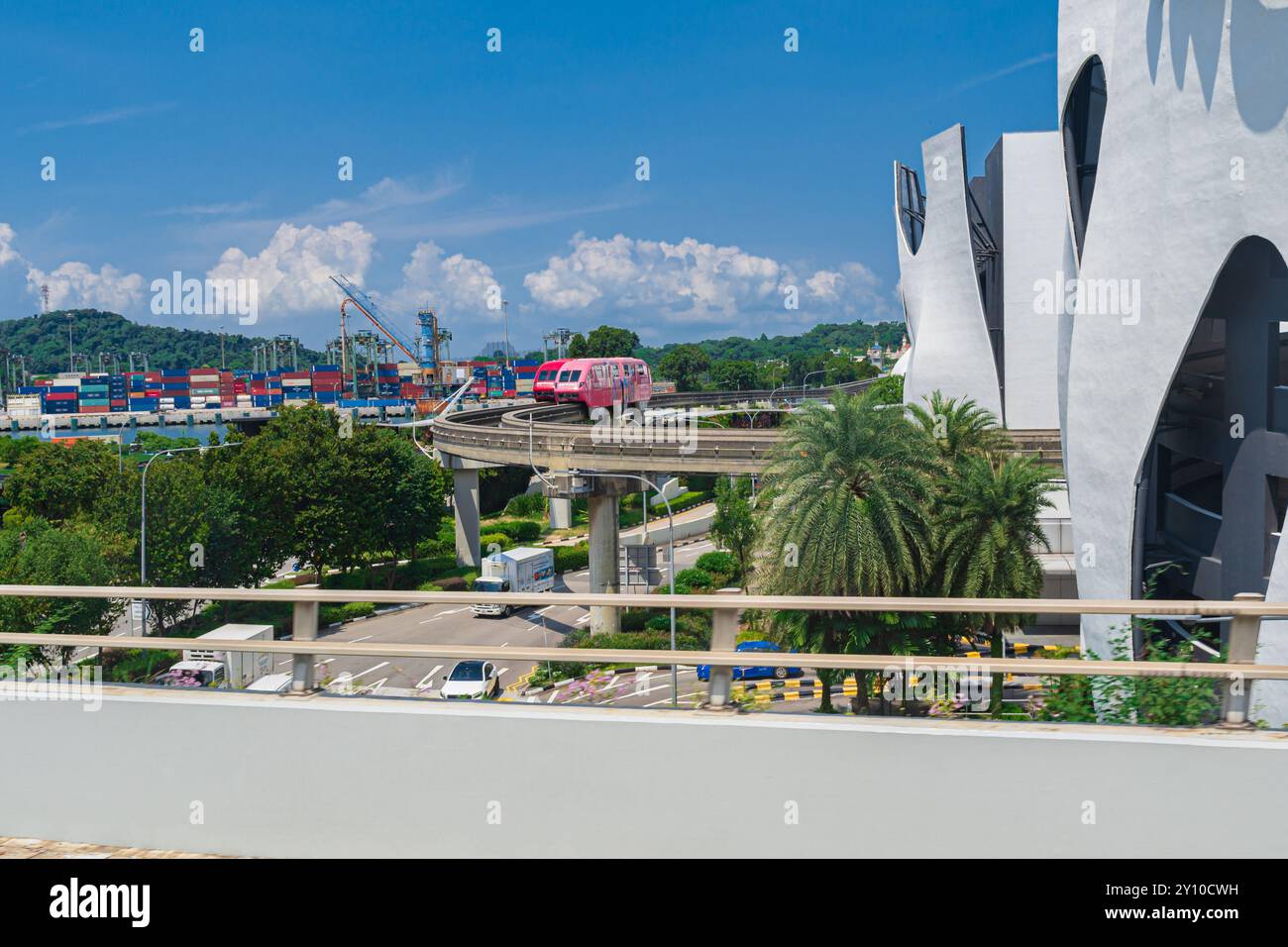 Singapore - Jun 13 2024: The Singapore Mass Rapid Train MRT runs on a ...