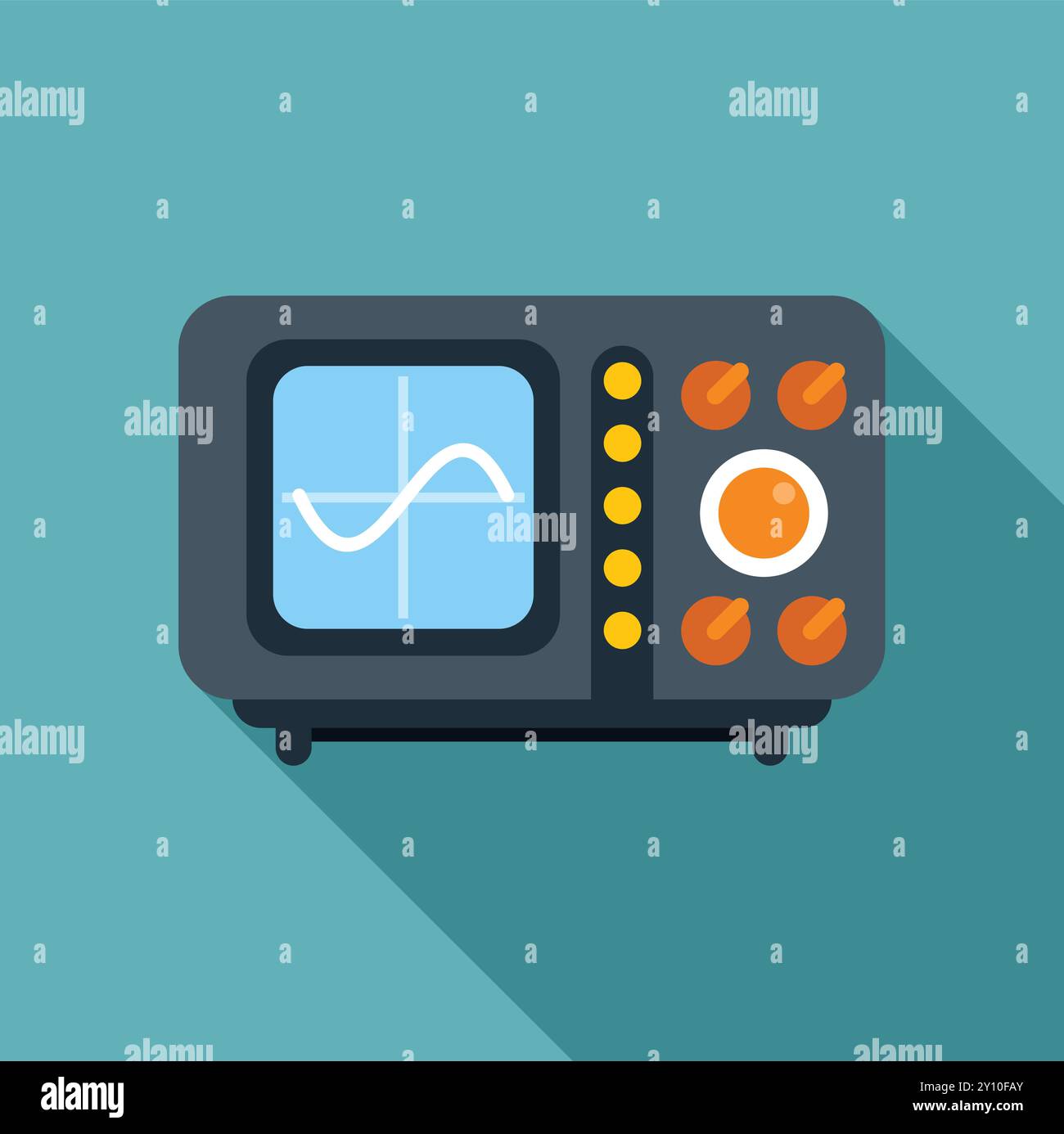 Vintage oscilloscope is displaying a sinusoidal waveform on its screen ...