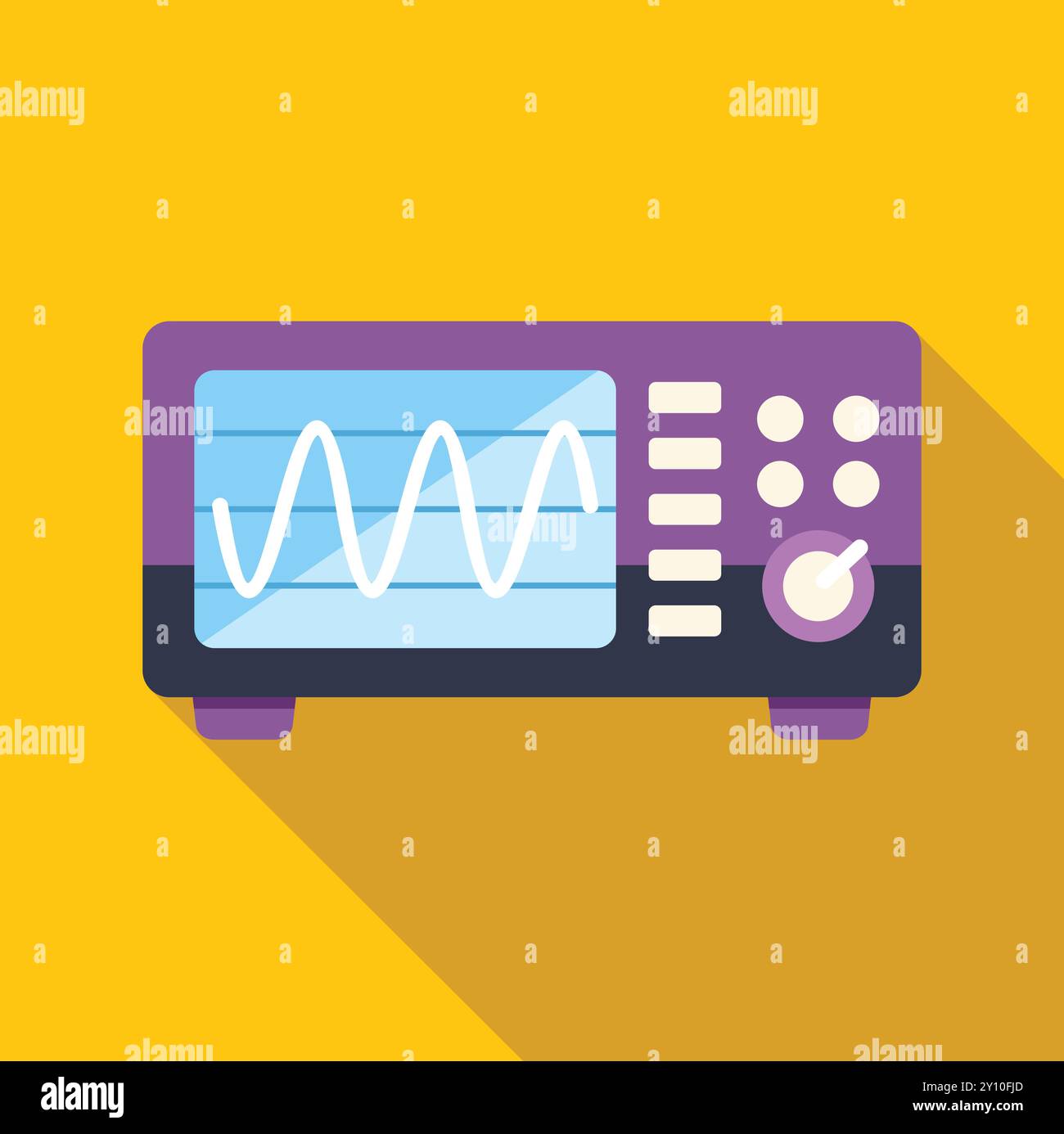 Oscilloscope Showing Sinus Signal On Yellow Background Stock Vector