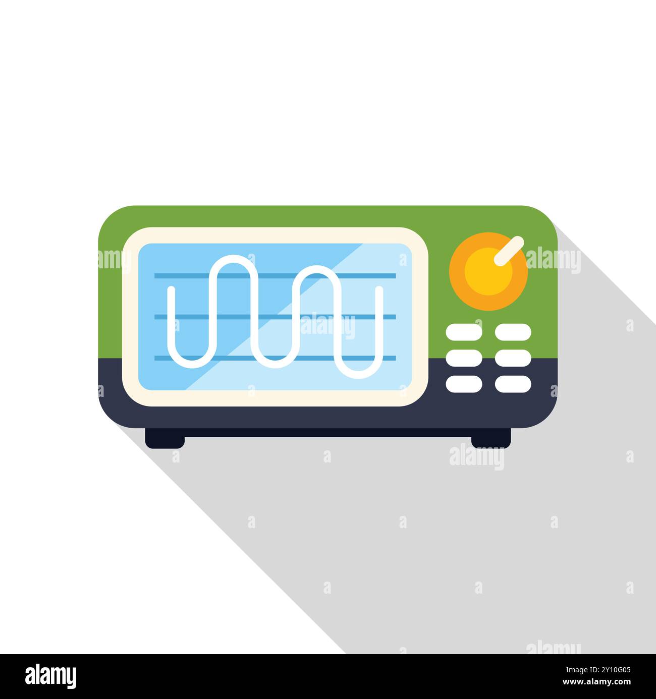 Green microwave oven icon in flat style with long shadow, depicting ...