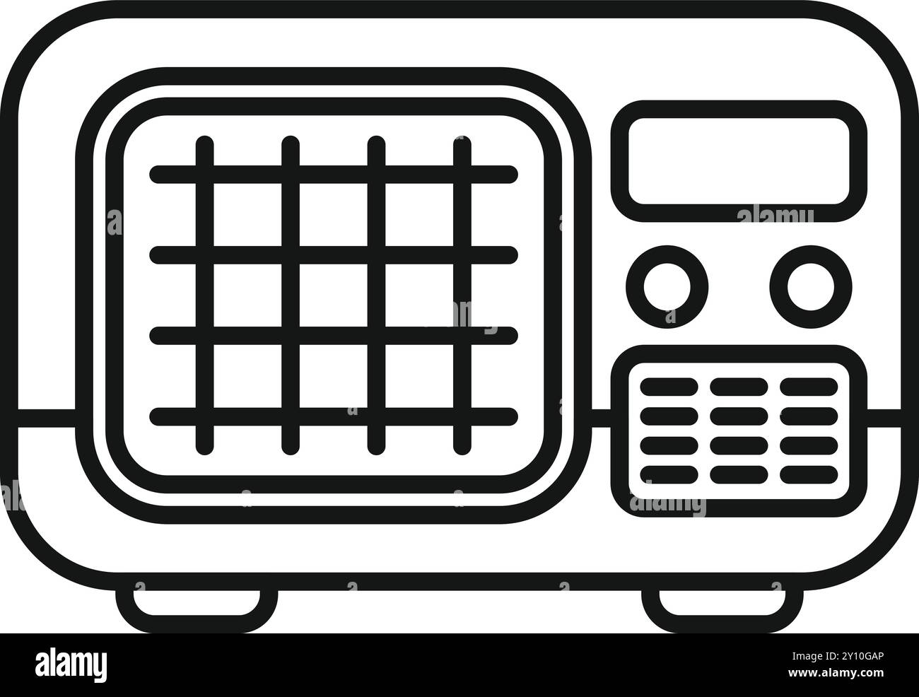 Line drawing of a vintage radio receiver playing music with its antenna ...