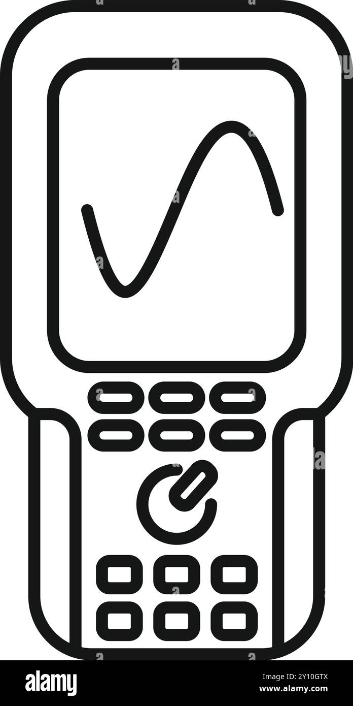 Digital device showing graph icon, outline style illustration Stock ...