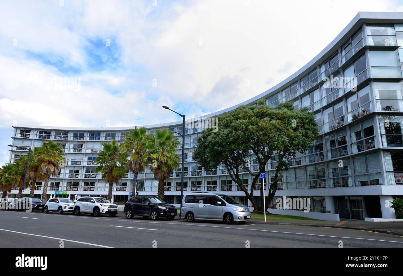 Napier, New Zealand - 2nd May 2024:Scenic Hotel Te Pania - the curved ...
