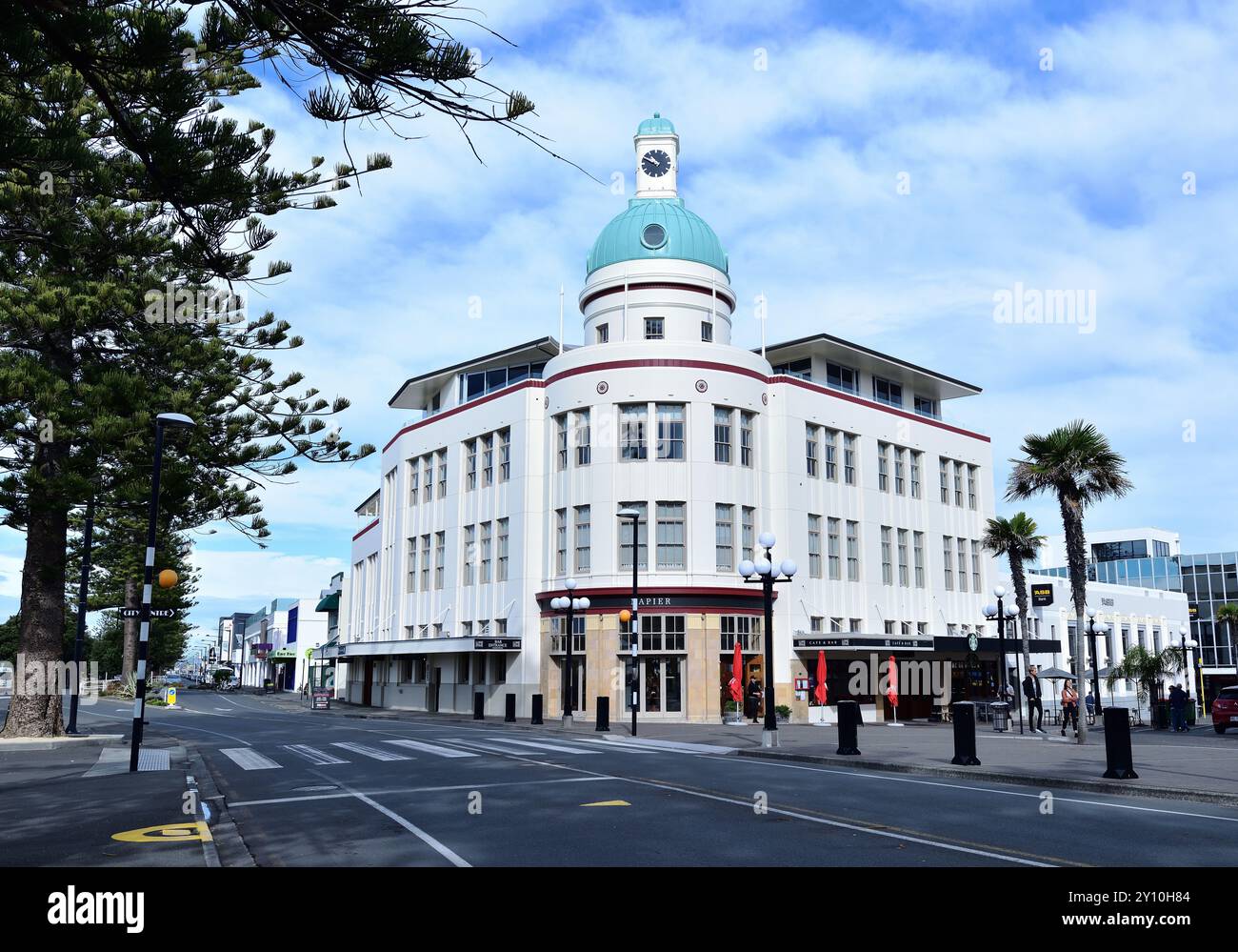 Napier, New Zealand - 2nd May 2024:The Art deco architecture hotel and ...