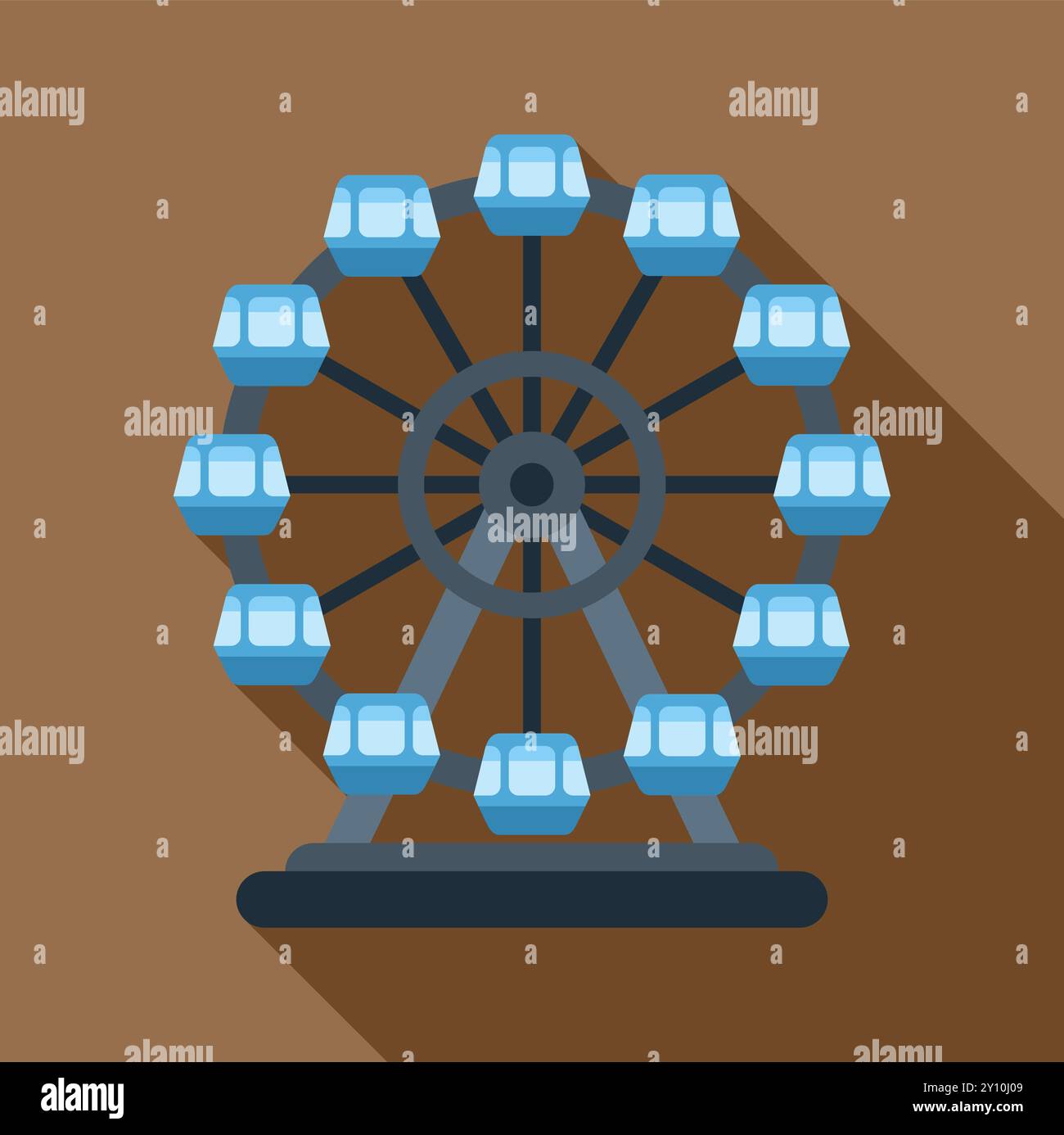 Colorful ferris wheel is rotating with its empty blue cabins Stock ...