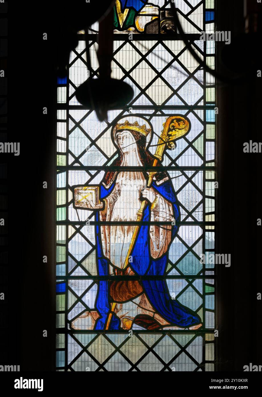 Stained glass window, of an abbess, in the christian chapel at Balliol ...
