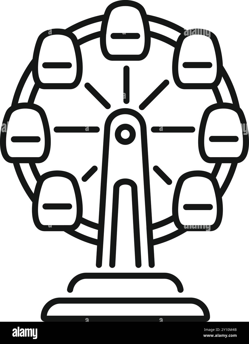 Simple line drawing of a ferris wheel rotating at an amusement park ...