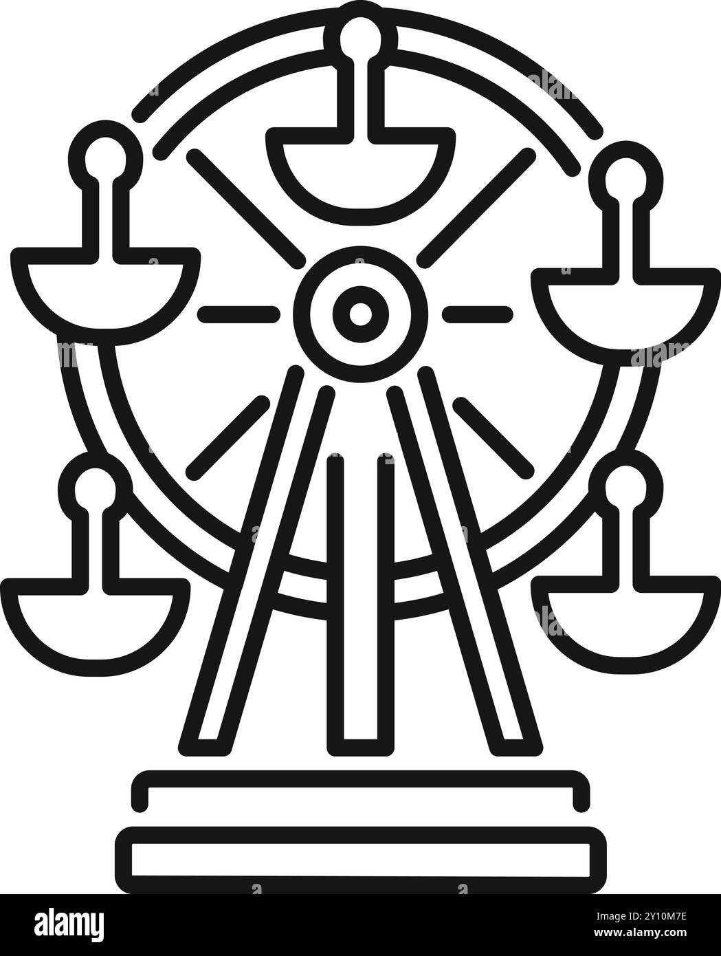 Simple line art icon of a ferris wheel, representing fun and ...
