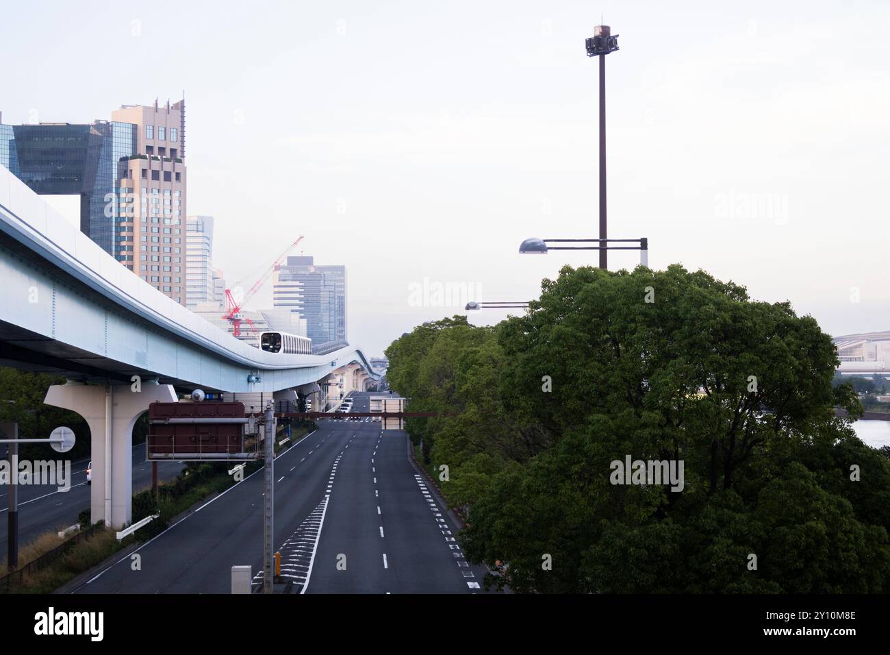 View landscape cityscape traffic road of Ariake town and Monorail ...